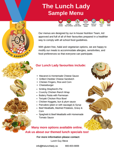 a-Lunch Lady Sample Menu | School Resource Directory